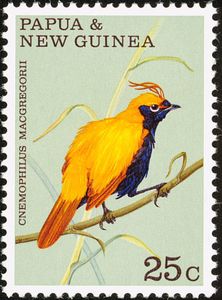 Stamp: Crested Satinbird (Cnemophilus macgregorii) (Papua New Guinea ...
