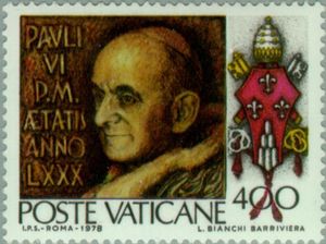Stamp: "Pope Paulus VI" by Lioni Bianchi Barriviera (Vatican City(Pope ...