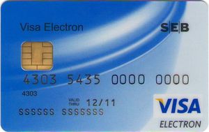 Tarjeta de Banco: Visa Electron (SEB Bank, UcraniaCol:UA-VI-0685