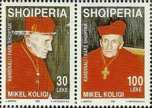Stamp: Mikel Koliqi (1900-1997), Albanian Roman Catholic cardinal ...