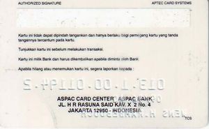 Bank Card: Aspac Giro (Aspac Bank, IndonesiaCol:ID-GM-0019