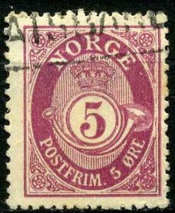Stamp: Post horn (Norway(Post horn (1909-1929)) Mi:NO 96b,AFA:NO 97a