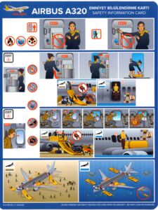 Safety Card: Airbus A320 (Pegasus Airlines, Türkiye (Turkey)Col:PGT-TR-0015
