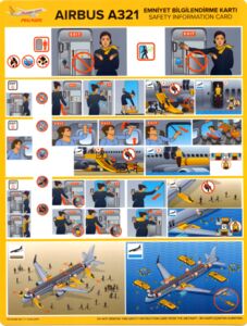 Safety Card: Airbus A321 (Pegasus Airlines, Türkiye (Turkey)Col:PGT-TR-0016