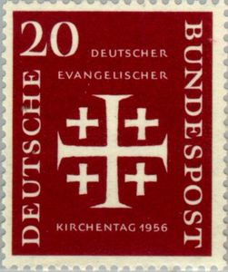 Stamp: Five crosses, inscription (Germany, Federal Republic(German ...