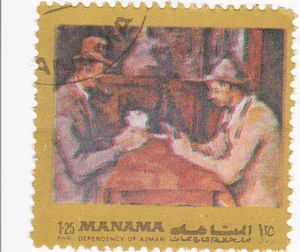 Stamp: The Card Players, Paul Cézanne (Manama(Masterpieces of european ...