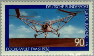 Briefmarke: Focke Achgelis Fa 61 helicopter, 1936 (Deutschland ...