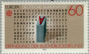 Selo: Modern Type and Gutenberg Letters (Alemanha(Europa (C.E.P.T ...