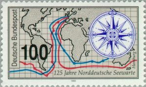 Stamp: Route Map and Compass Rose (Germany, Federal RepublicMi:DE 1647 ...