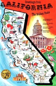 Postcard: Map of California, The Golden State (United States of America ...