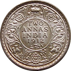 Coin: 2 Annas (India, British(1910~1936 - Emperor George V) WCC:km515