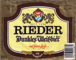 Etiqueta de bebida: Rieder dunkles Weissbier (Brauerei Ried, AustriaCol ...