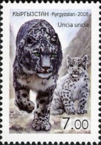 Stamp: Snow Leopard (Uncia uncia) (Kyrgyzstan(Fauna of Asia (2008)) Mi ...