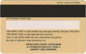 Bank Card: Tom Aspac (Aspac Bank, IndonesiaCol:ID-GM-0024