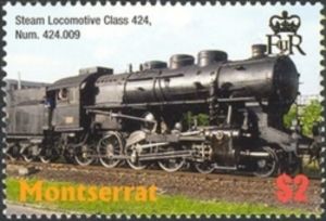 Stamp: Steam Locomotive class 424, No. 424.009 (Montserrat) Mi:MS 1257 ...