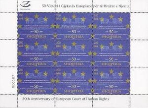 Stamp: Building of the Court of Justice, Strasbourg (Albania(50th ...