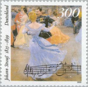 Stamp: 'Ball at the Viennese Hofburg' and music score (Germany, Federal ...
