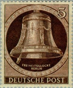 Stamp: Liberty Bell, clapper left (Berlin(Inauguration of the Liberty ...