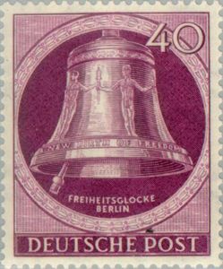 Stamp: Liberty Bell, clapper left (Berlin(Inauguration of the Liberty ...