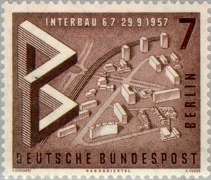 Timbre: Model of the Hansa quarter (Allemagne, Berlin(Interbau Berlin ...