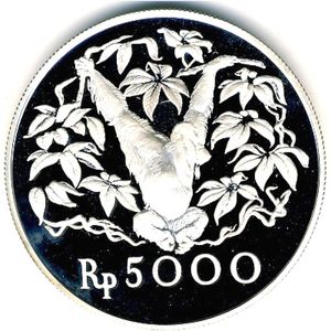 Koin: 5,000 Rupiah (Orangutan - Proof edition) (Indonesia(1974 ...