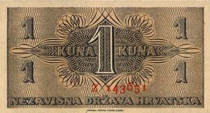 Banknote: 1 Kuna (Croatia(1942 Issue) Wor:P-7a