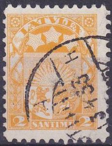 Briefmarke: Coat of Arms 2 santimi (Lettland) (Definitives - Coat of ...