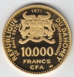 Coin: 10,000 CFA Francs (10th Anniversary of Independence) (Dahomey ...