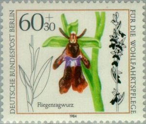 Stamp: Ophrys insectifera (Berlin(Welfare: Orchids) Mi:DE-BE 725,Sn:DE ...