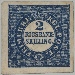 Stamp: Rigsbankskilling (Second 'Thiele' Print) (DenmarkMi:DK 2II,Sn:DK ...