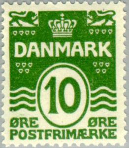 Stamp: Wavy Lines (Denmark(Wavy Lines (With Hearts / Solid Background ...
