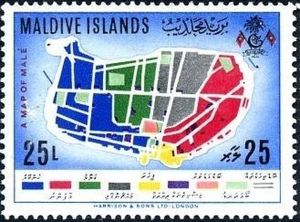 Stamp: Population Distribution (Maldives(Map of Male) Mi:MV 74,Sn:MV 74 ...