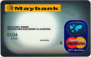 Bank Card: MasterCard Electronic (Maybank, SingaporeCol:SG-MC-0004 💳