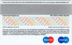 Bank Card: MasterCard Standard (Maybank, SingaporeCol:SG-MC-0007