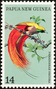 Postzegel: Goldie's Bird-of-paradise (Paradisaea decora) (Papoea-Nieuw ...
