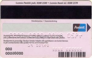 Bank Card: Leonia - Pankkikortti-Bankkort (Leonia Bank, Finland) Col:FI ...