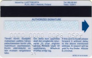 Bank Card: Visa Classic "Bankkort" (Postipankki, FinlandCol:FI-VI-0003.01