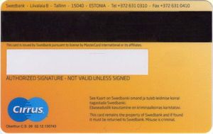 Bank Card: Maestro (Swedbank, EstoniaCol:EE-MS-0071.01