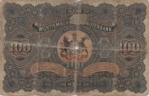 Banknote: 100 Mark (German States(Württembergische Notenbank ...