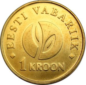 Moeda: 1 Kroon (90th anniversary of the Republic of Estonia) (Estônia ...