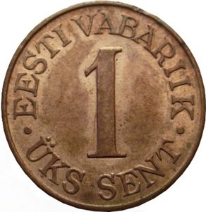 Moneda: 1 Sent (Estonia) (1918~1941 - 1ª República) WCC:km19.1