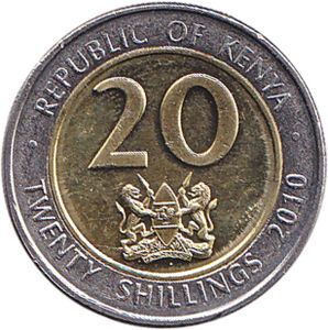 Coin: 20 Shillings (First President Magnetic) (Kenya) (2005~2017 - 6th ...