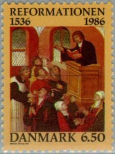 Stamp: Lutherian Communion Service in Thorslunde Church (Denmark ...