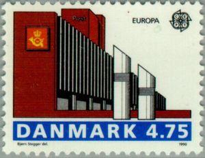 Postimerkki: Odense Post Office (Tanska(Europa (C.E.P.T.) 1990 ...