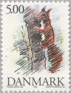 Stamp: Red Squirrel (Sciurus vulgaris) (Denmark(Threatened Danish ...