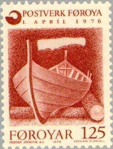 Stamp: Establishment of postal service on Faroe Islands, Faroe ship ...