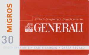Geschenkkarte: Generali (Migros, Schweiz) (Migros) Col:CH-MIG-0043-030-V2_1