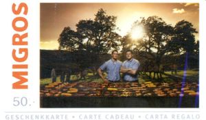Gift Card: Two men (Migros, Switzerland(Migros) Col:CH-MIG-0228