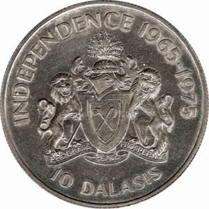Moneda: 10 Dalasis (10th Anniversary of Independence) (Gambia ...