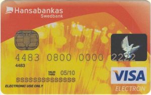 Tarjeta de Banco: Visa Electron (Hansabankas, LituaniaCol:LT-VE-0009